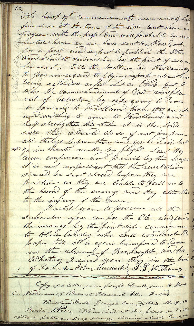 Letter to Moses Nickerson, 19 November 1833, Page 62