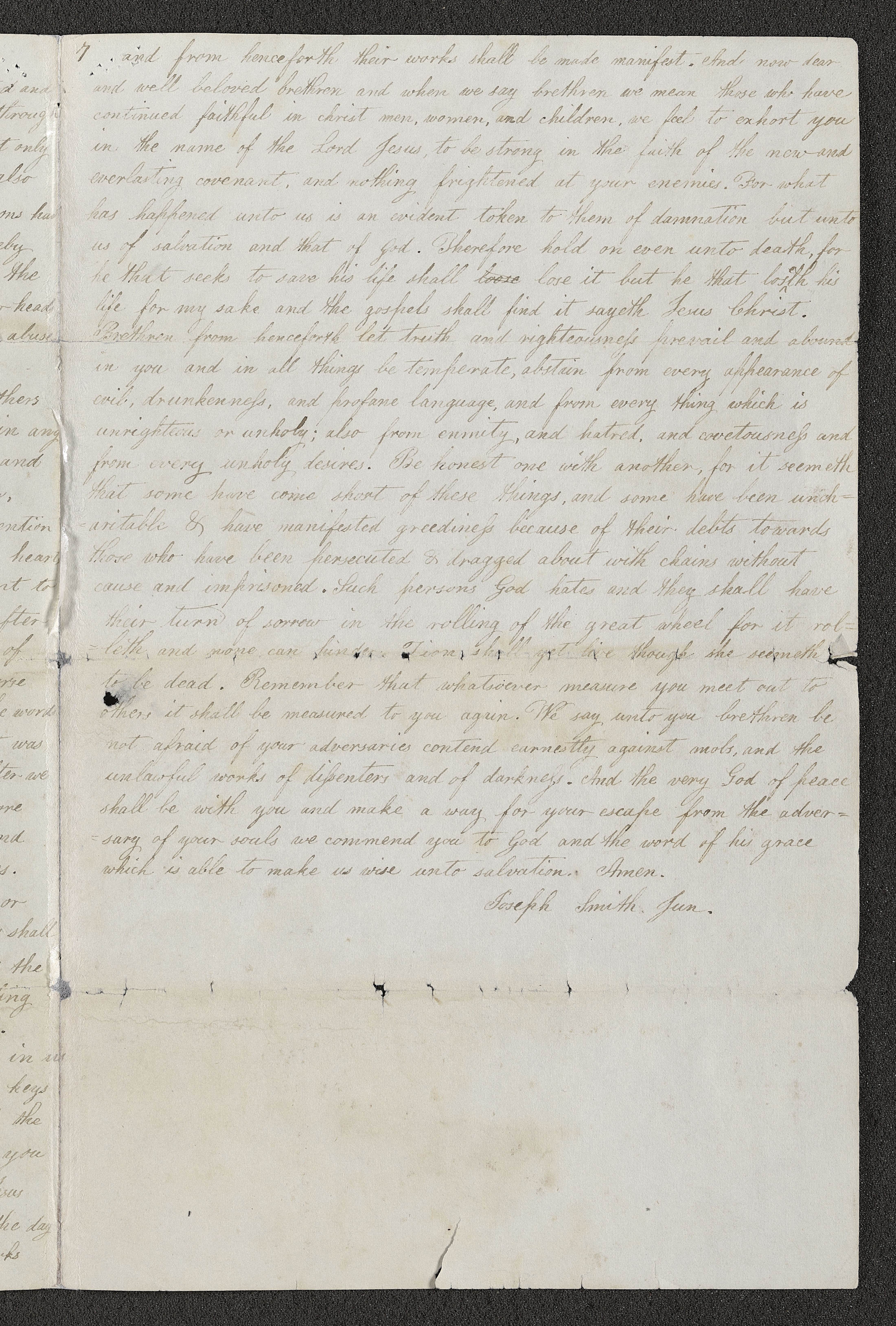Joseph Smith's letter to the church from the Liberty Jail in 1838 ...